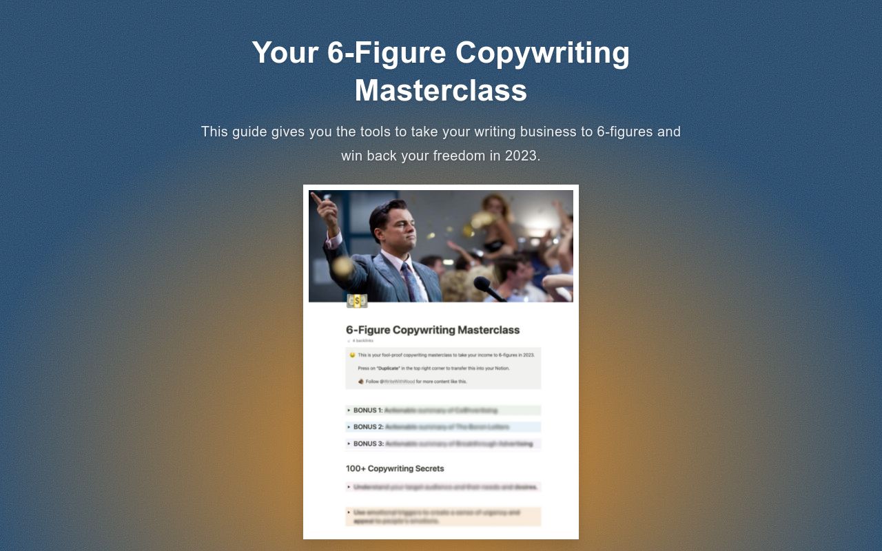 Your 6-Figure Copywriting Masterclass